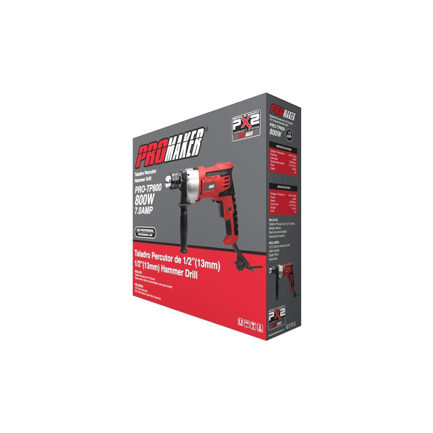 Promaker 1/2in Hammer Drill PRO-TP800Voltage - Frequency: 120V ...