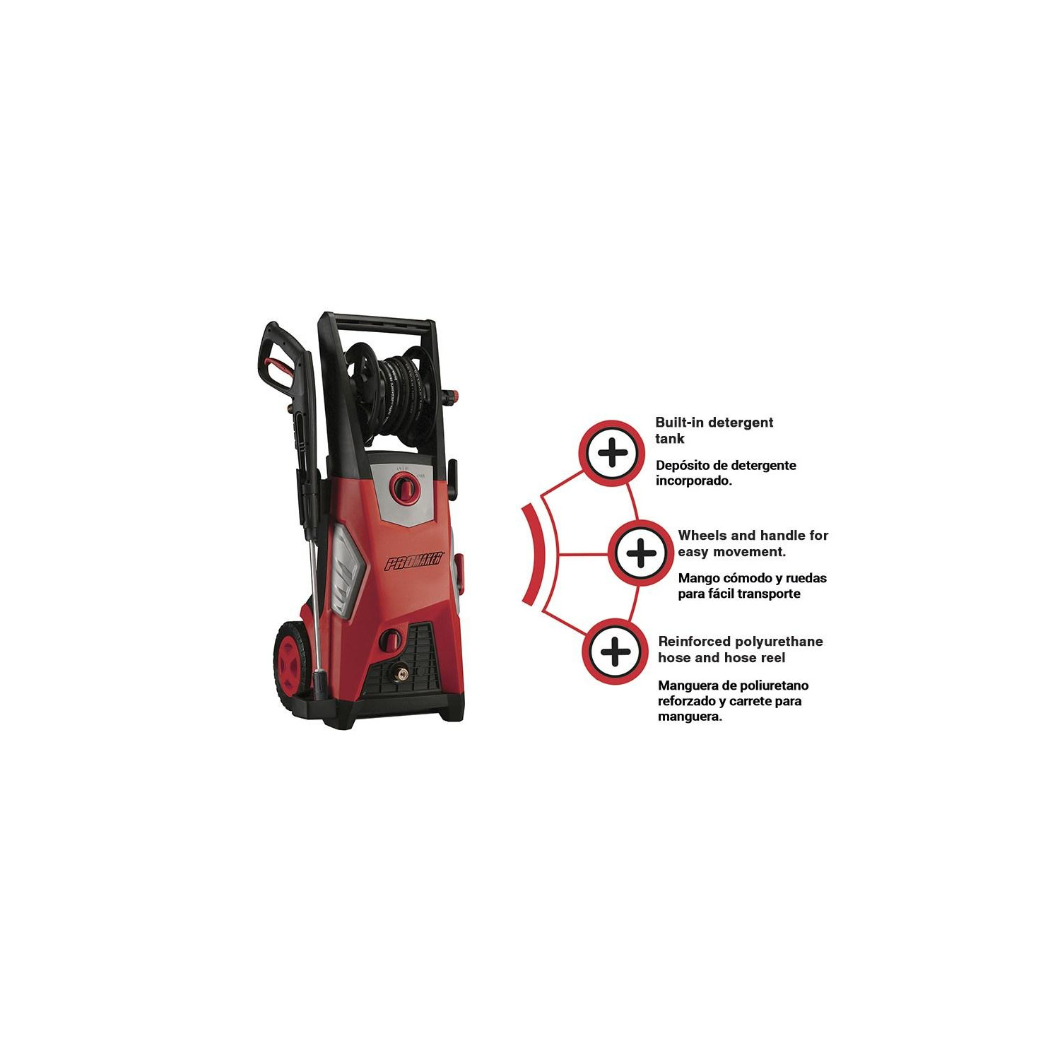 Promaker 2000W Presure Washer PRO-H2000Voltage - Frequency: 120V - 60 HzAmperage: 17.2AMPPower ...