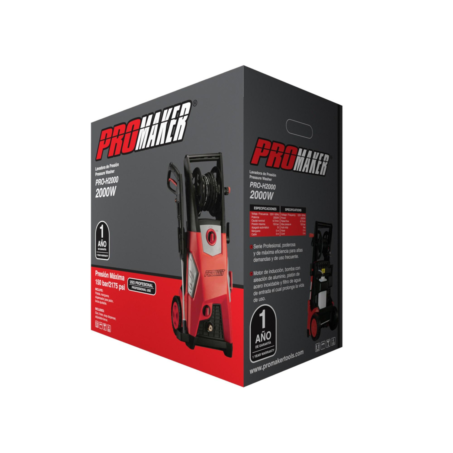 Promaker 2000W Presure Washer PRO-H2000Voltage - Frequency: 120V - 60 ...